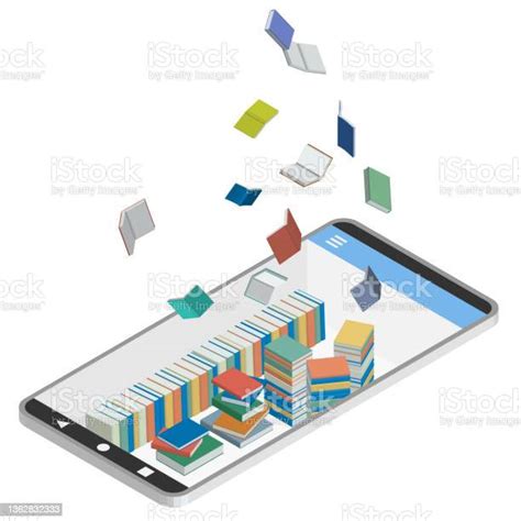 스마트 폰에서 전자 책 디지털 라이브러리 벡터 그림입니다 Book Club에 대한 스톡 벡터 아트 및 기타 이미지 Book Club 0명 3차원 형태 Istock
