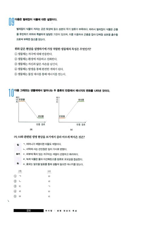 알라딘 미리보기 하이탑 고등학교 생물 1 문제집