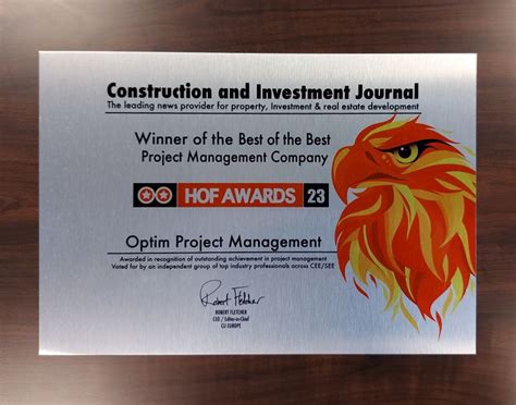Optim Project Management “best Of The Best Project Management Company Of The Year” At Hof