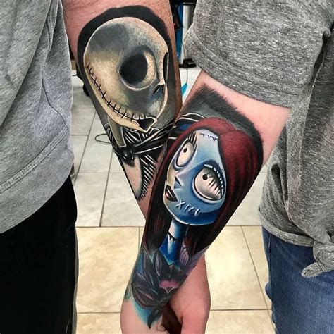 Jack And Sally Matching Couples Tattoos