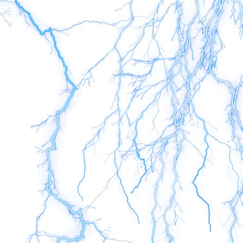 Realistic Lightning Effect In Blue Color Electric Glowing Isolated On
