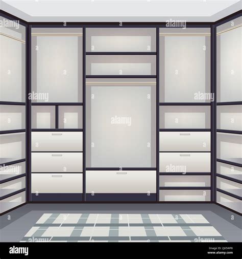 Empty storage room wardrobe cloakroom interior organization with ...