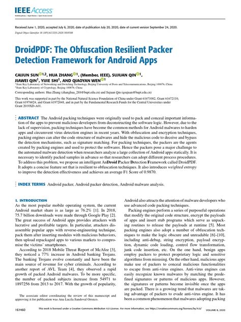 Droidpdf The Obfuscation Resilient Packer Detection Framework For