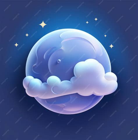 Мечтательная луна со звездами Ai сгенерированное изображение