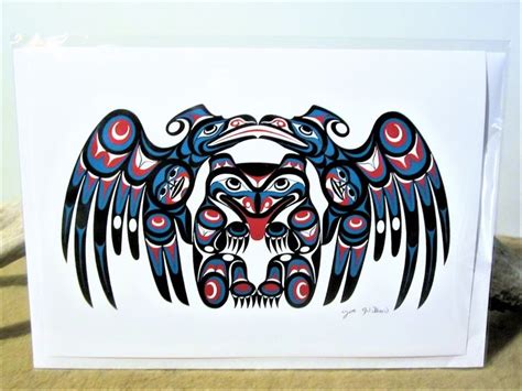 Coast Salish First Nations Bear And Two Ravens Pacific North West