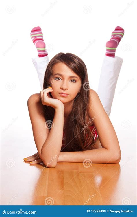 Teenage Girl Thinking Stock Image Image Of Girl Socks 22228499
