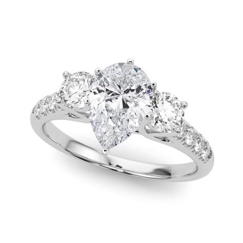 Alor Jewel Pear Cut Engagement Solitaire With Accent Ring For Women S Ct Lab Created