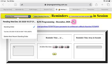 Dynamic Timer Web Browser Reminder Standing Order Date Tutorial