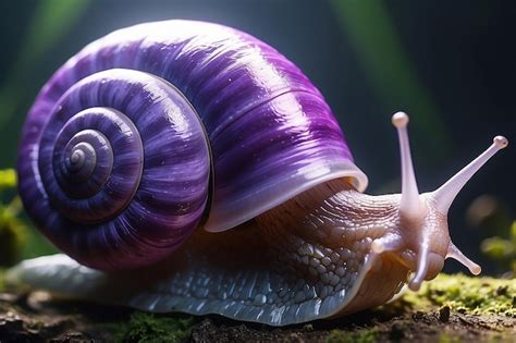 There Is A Snail With A Purple Shell On Its Back Generative Ai