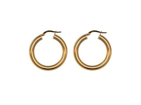 Boccole Tonde Rigate 1 85cm Incavate Al Centro Oro Giallo 18kt