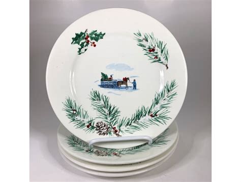 Rare Farberware Dinner Plates White Christmas 2118 Original Version