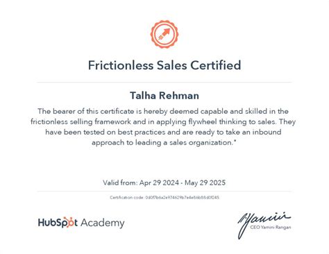 Talha Rehman On Linkedin Hubspot Academy Frictionless Sales Certification