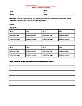 IEP Progress Monitoring Data Collection Sheet By IEP Pages TPT