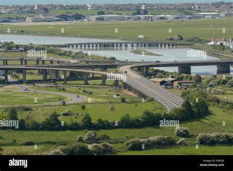 View Over Shoreham Airport River Adur And The A27 Flyover Junction