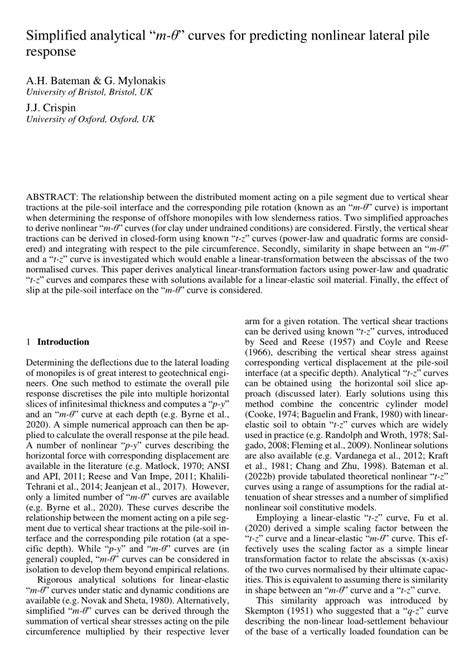 Pdf Simplified Analytical M θ Curves For Predicting Nonlinear