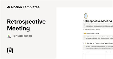 Retrospective Meeting Template By Huddles App Notion Marketplace