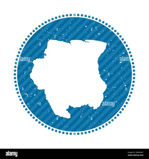 Suriname Striped Retro Travel Sticker Badge With Map Of Country Vector Illustration Stock