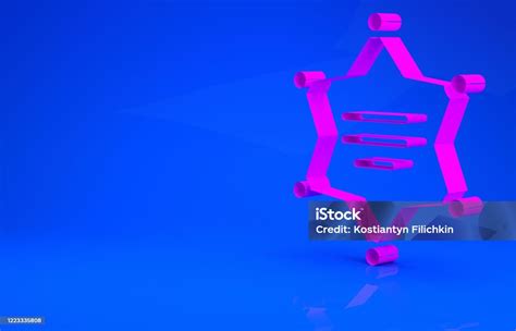 파란색 배경에 격리 된 분홍색 육신 보안관 아이콘입니다 경찰 배지 아이콘입니다 미니멀리즘 개념 3d 일러스트레이션 3d 렌더링 3차원 형태에 대한 스톡 사진 및 기타 이미지