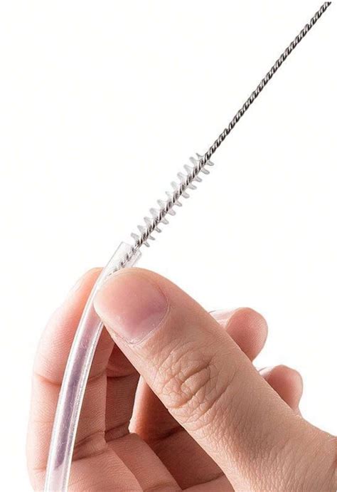 5pcs Long Bristle Straw Cleaning Brush Set For Metal And Silicone Straws