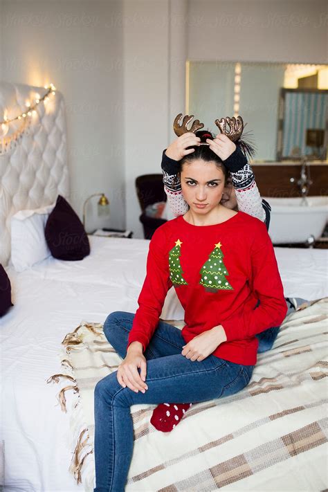 Happy Sisters On Christmas By Stocksy Contributor Jovana Rikalo