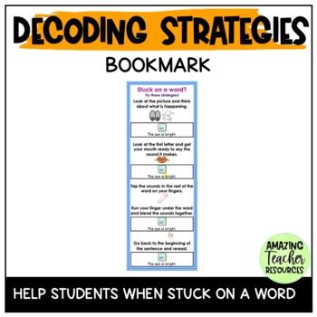 Stuck On A Word Decoding Strategies Bookmark By Amazing Teacher Resources