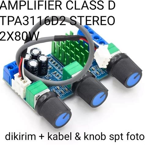 Jual Power Ampli Amplifier Class D Tpa3116D2 Stereo 2 0 2X80W Dc 9V 12V 19V 24V Atau Dari Aki