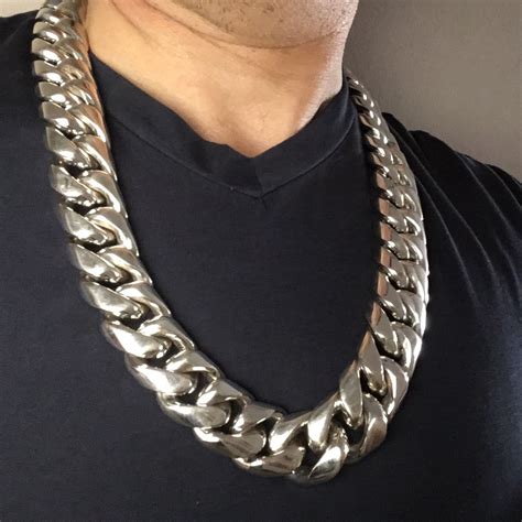 25mm Real Cuban Link Heavy Mens Necklace Silverwow