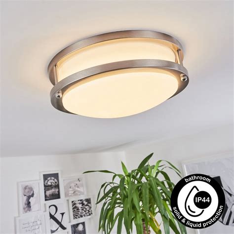 Hofstein Deckenleuchte Foglia Runde Deckenlampe Aus Metall In Nickel