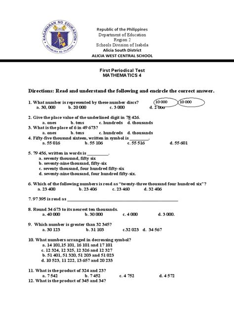 Philippine Math Test Questions Pdf Division Mathematics Mathematics