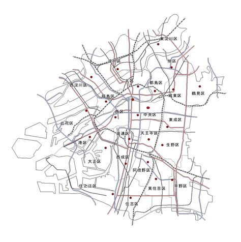 Craftmap 大阪市の地図素材 白地図 交通網 区名