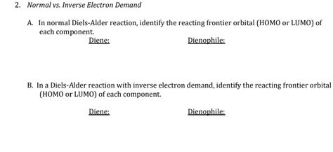 Solved 2 Normal Vs Inverse Electron Demand A In Normal