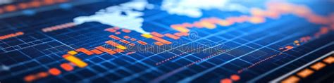Global Financial Data Visualization Blue Background Chart World Map Stock Market Trends Stock