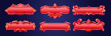 Free Vector Red Ui Button Frame For Fantasy Game Banner Vector