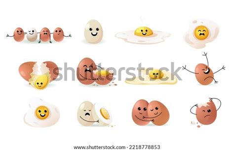 Cute Egg Faces Cartoon Funny Doodle Stock Vector Royalty Free 2218778853 Shutterstock