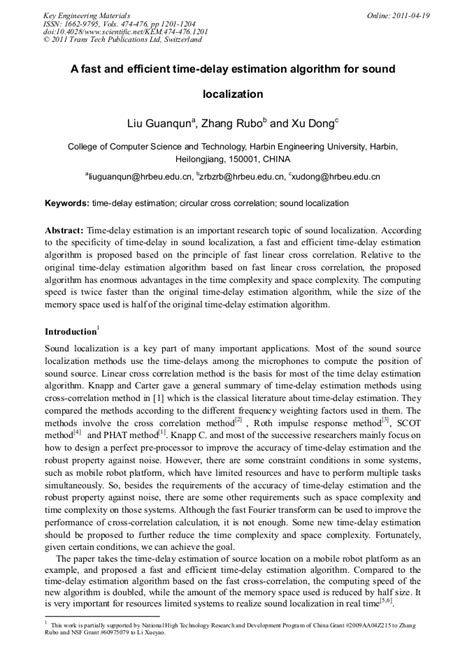 A Fast And Efficient Time Delay Estimation Algorithm For Sound