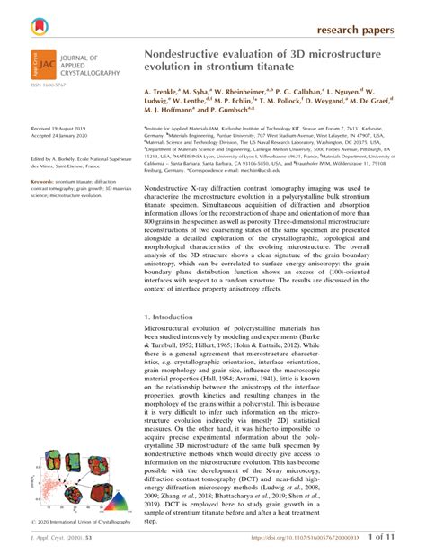 Pdf Nondestructive Evaluation Of 3d Microstructure Evolution In Strontium Titanate