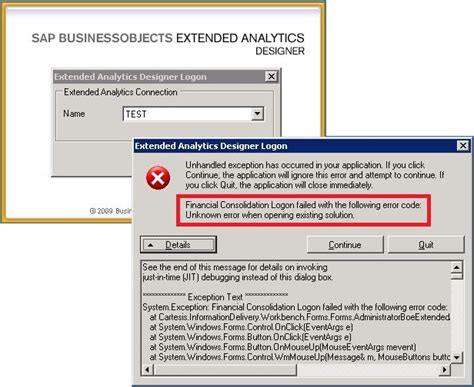 1832986 Error Financial Consolidation Logon Failed With The Following Error Code Unknown