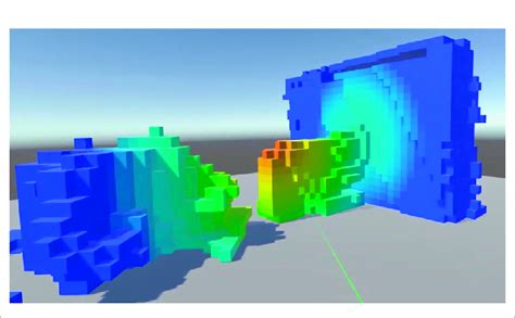 A Voxel Environment Coloured By The Levels Of Radiation At Each Point