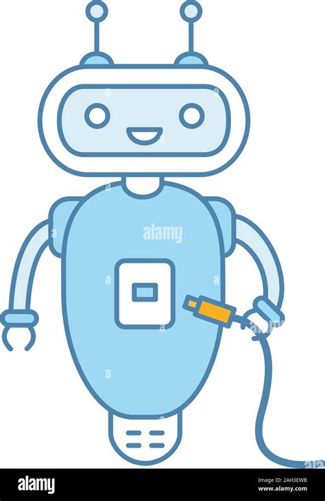 Chatbot With Usb Cable Color Icon Talkbot With Usb Slot Plugs To Cable