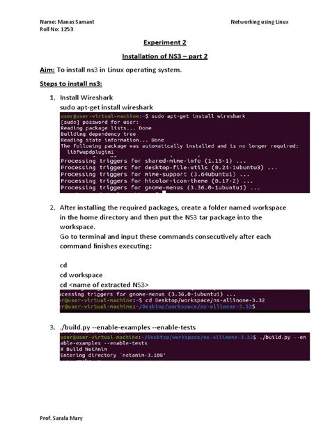 experiment 2 installation of ns3 part 2 aim to install ns3 in linux
