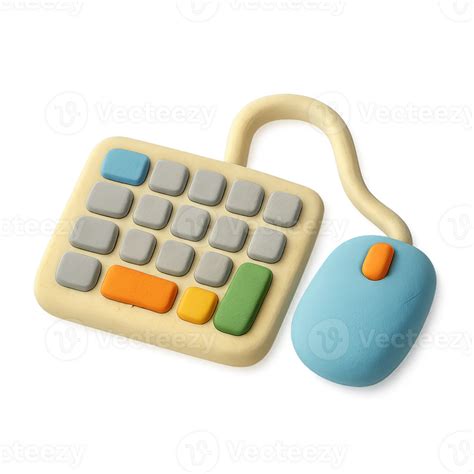 Colorful Handmade Clay Computer Keyboard And Mouse With A Minimalist Stylized Design 69211301 Png