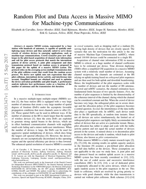 Pdf Random Pilot And Data Access In Massive Mimo For Machine Type