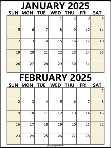 2 Month Calendar Printable