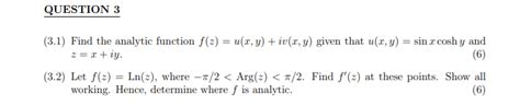 Solved Find The Analytic Function F Z U X Y Iv X Y Chegg