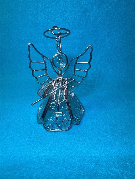 Angel Playing Violin Glass Stained Glass Style Vintage Etsy Stained