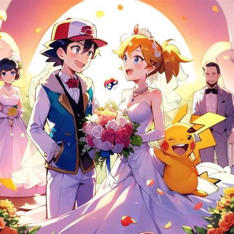 Ash And Misty Wedding Pokemon Bride Pokemon Love Couples Ash And
