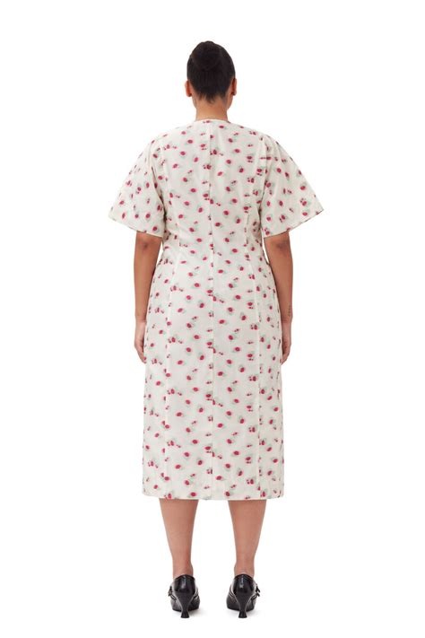 Tofu Floral Organza Jacquard Midi Dress Ganni Uk