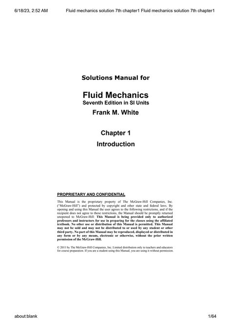 Solution Fluid Mechanics Solution Th Chapter Fluid Mechanics