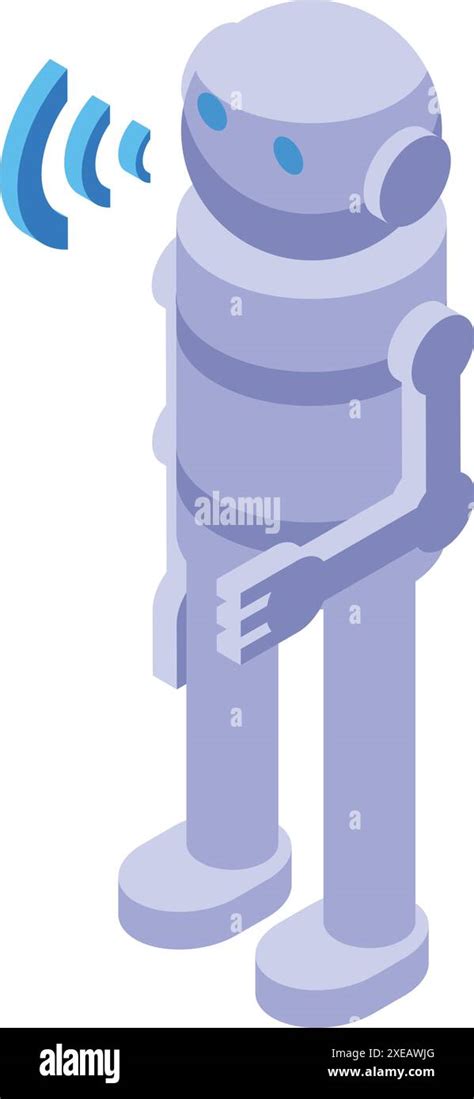 Modern Robot Listening Voice Command In Isometric View For Any Kind Of