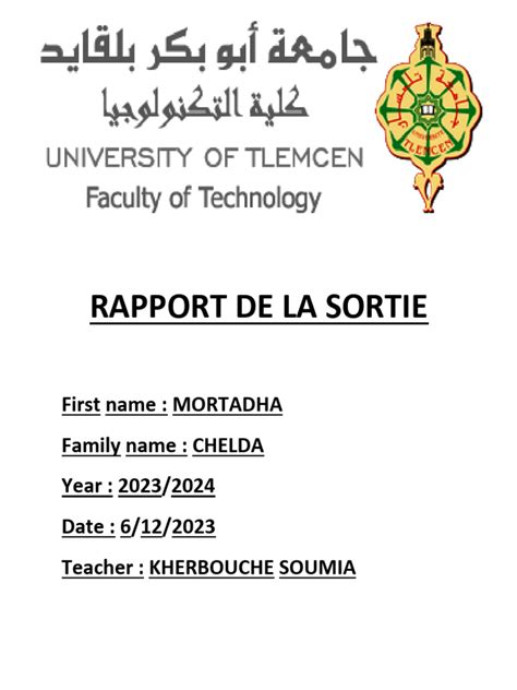 Rapport De La Sortie 2 Beni Snous Pdf Social Science